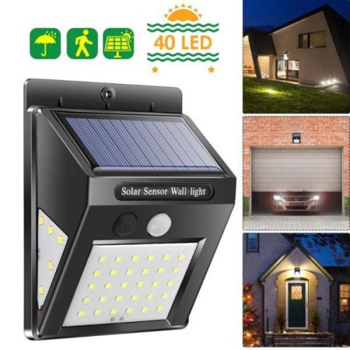 Solar powered LED wall light 40 SMD